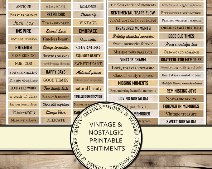 Printable Sentiment Word Labels for Cardmaking and Junk Journaling ...
