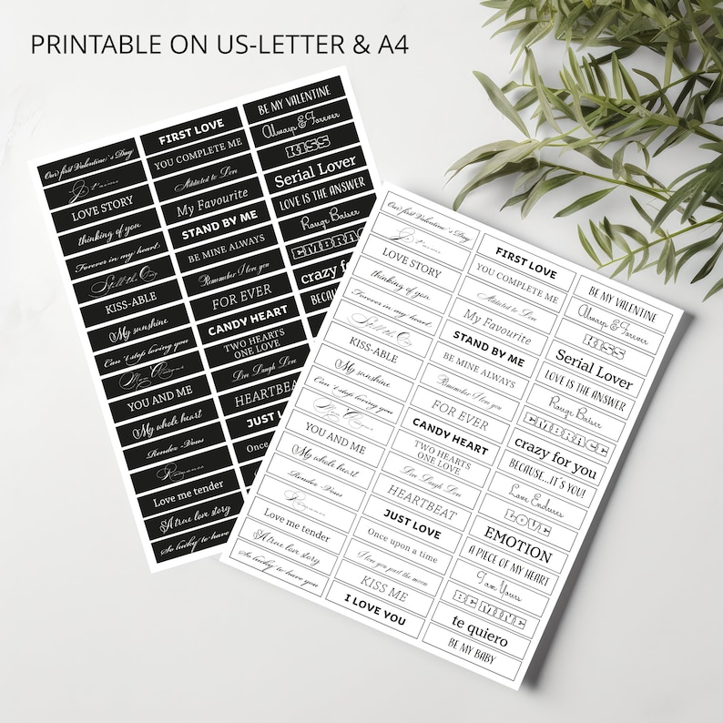 Printable Sentiment Word Labels for Cardmaking and Junk Journaling Love ...