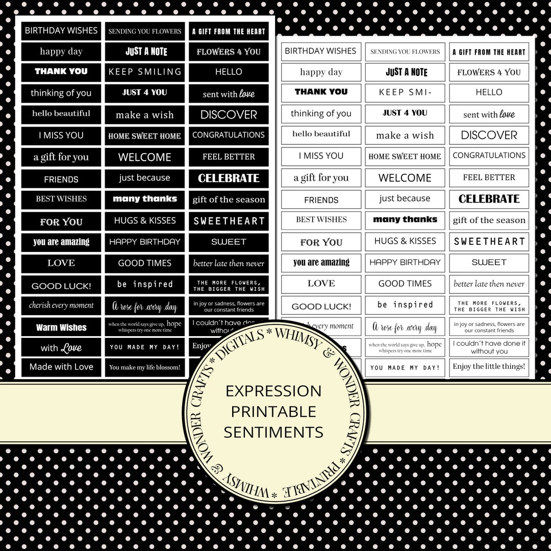 Printable Sentiment Word Labels for Cardmaking and Junk Journaling ...