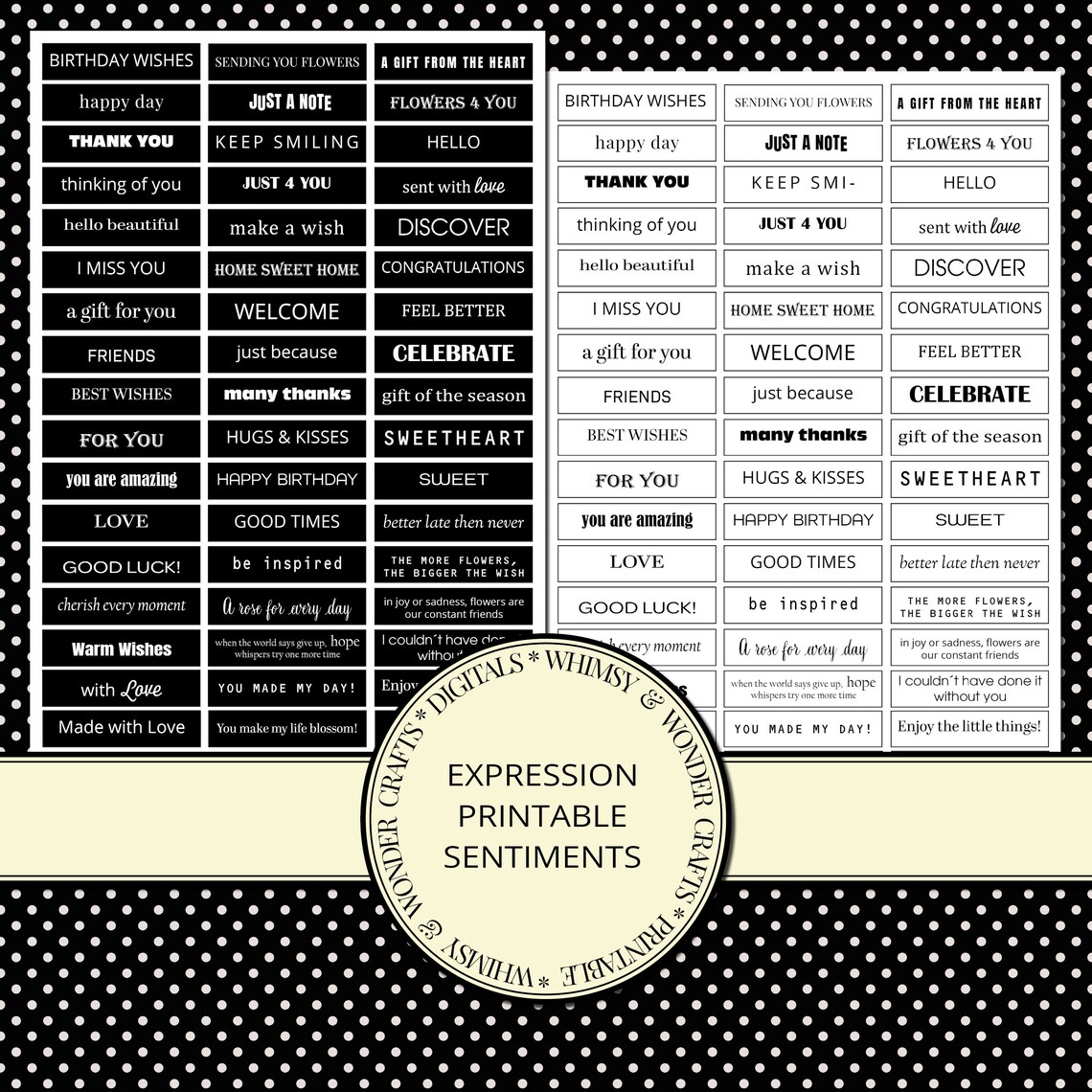 Printable Sentiment Word Labels for Cardmaking and Junk Journaling ...