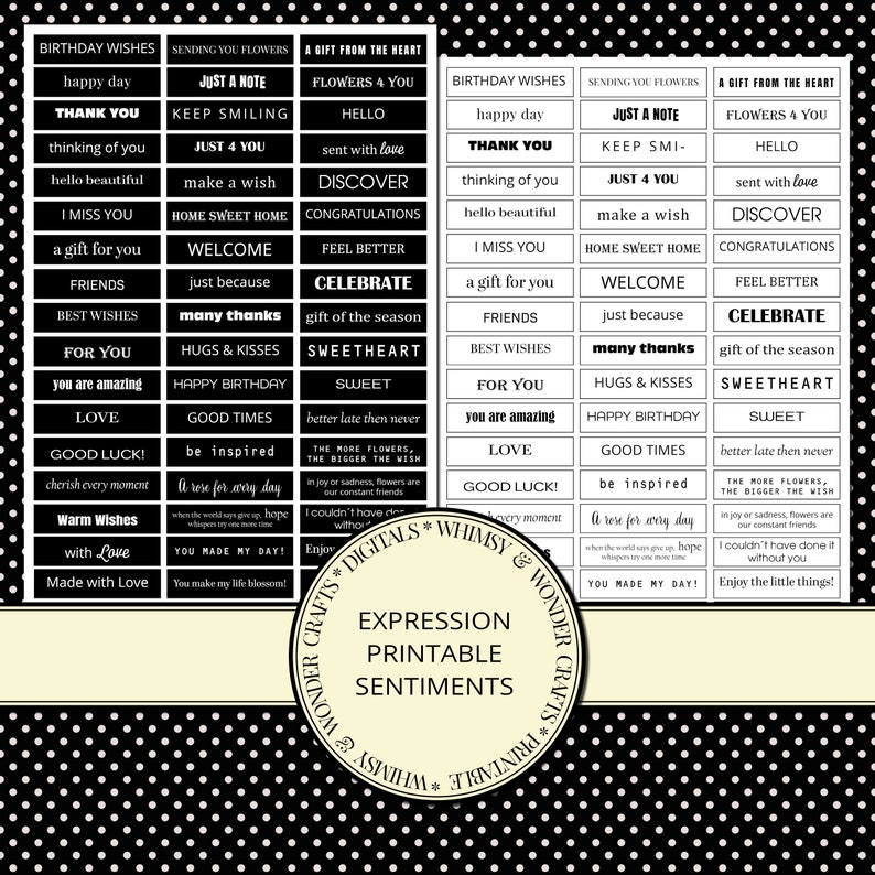 Printable Sentiment Word Labels for Cardmaking and Junk Journaling ...