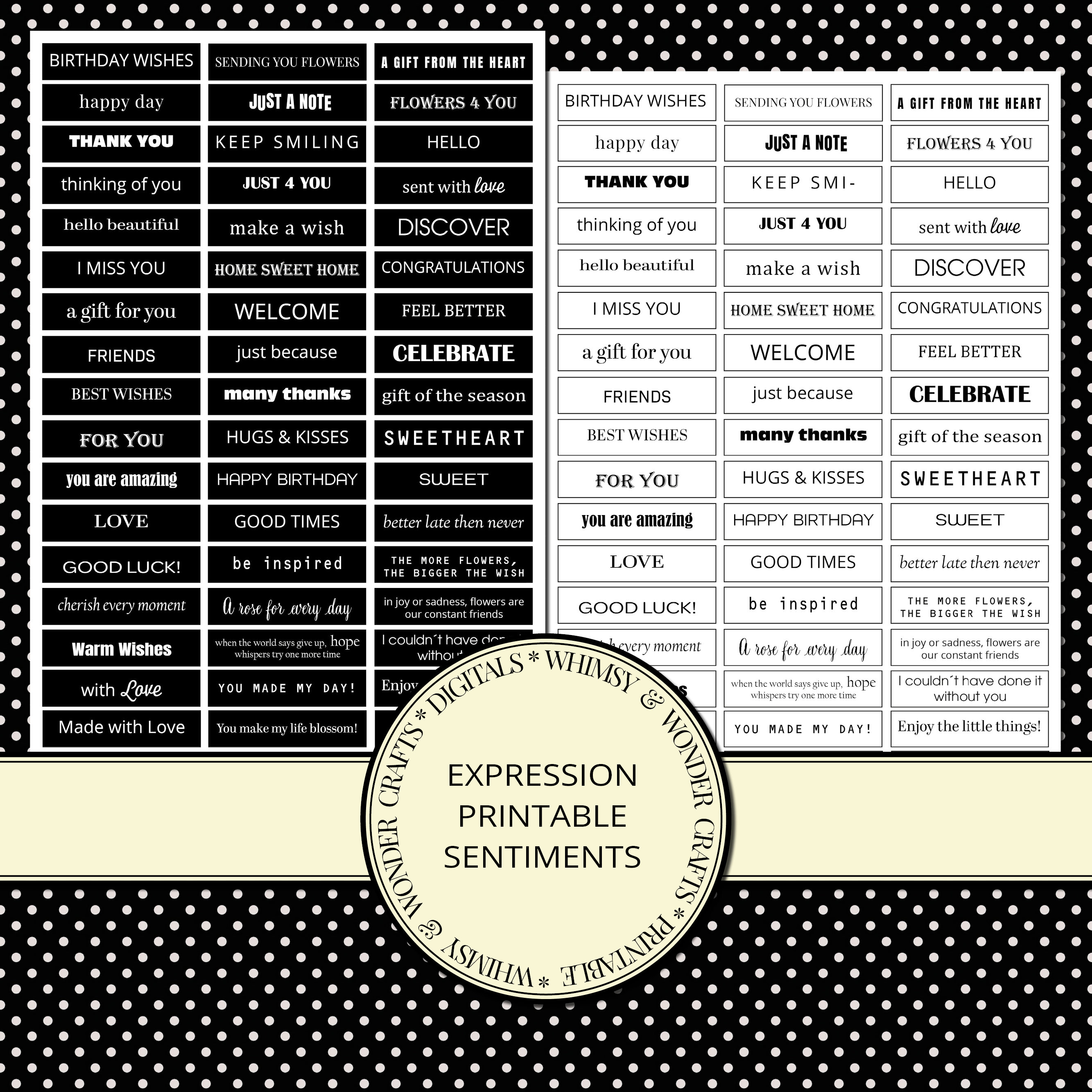 Printable Sentiment Word Labels for Cardmaking and Junk Journaling ...