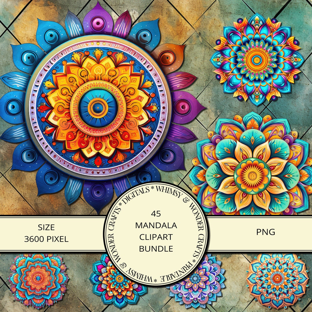 BUNDLE 45 Colorful Mandala Cliparts - Etsy