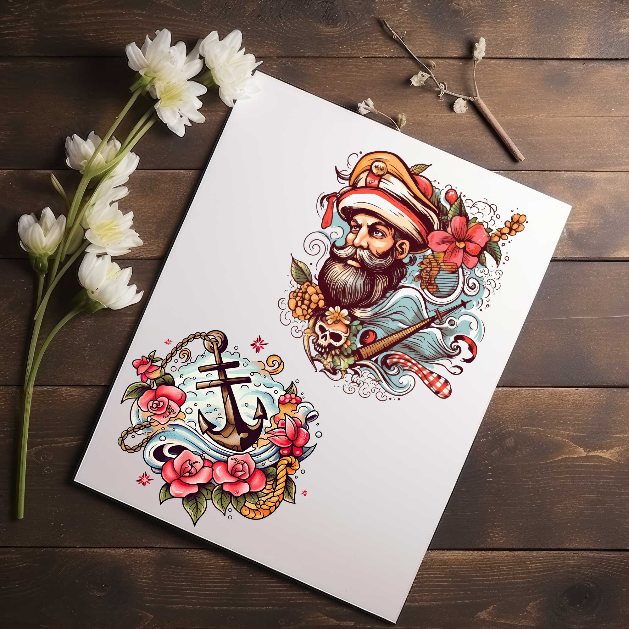 Aloha Tattoo Clipart Set 34 Transparent PNG - Etsy