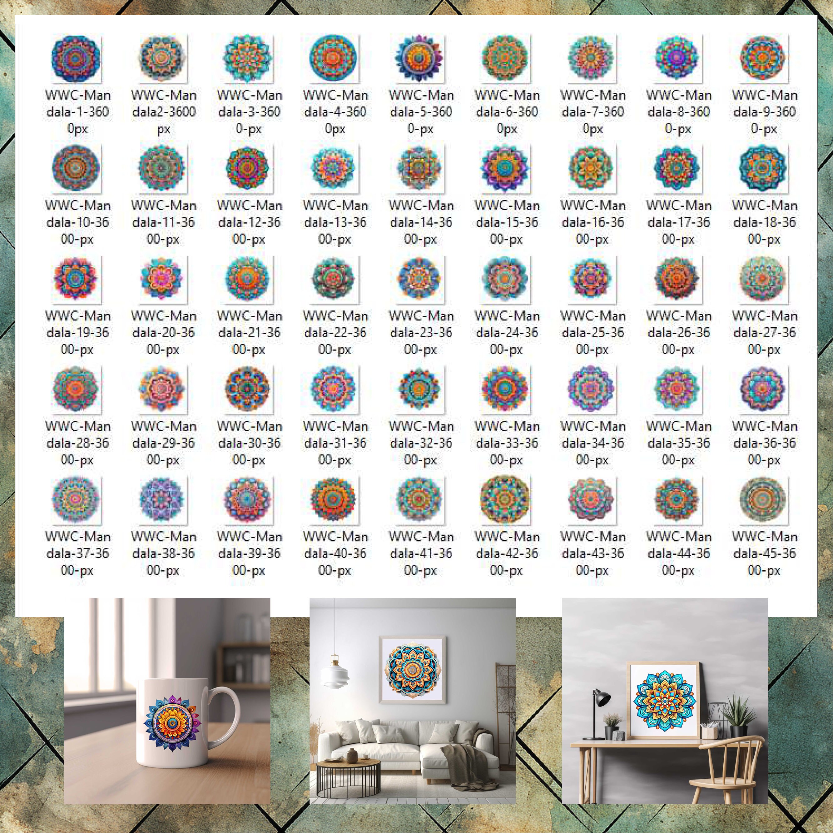 BUNDLE 45 Colorful Mandala Cliparts - Etsy