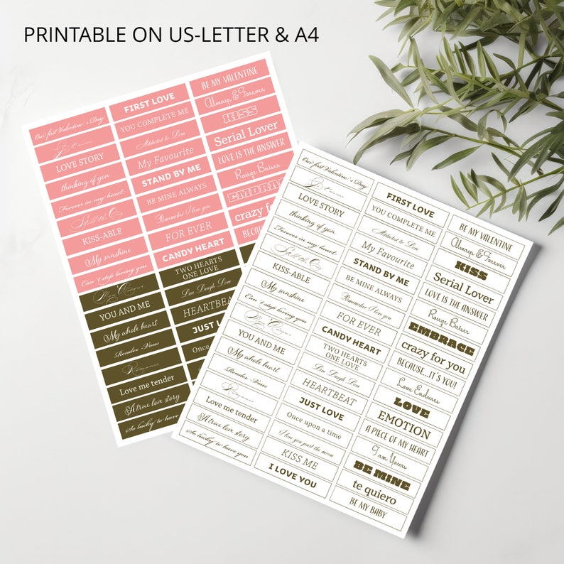 Printable Sentiment Word Labels For Cardmaking And Junk Journaling Love