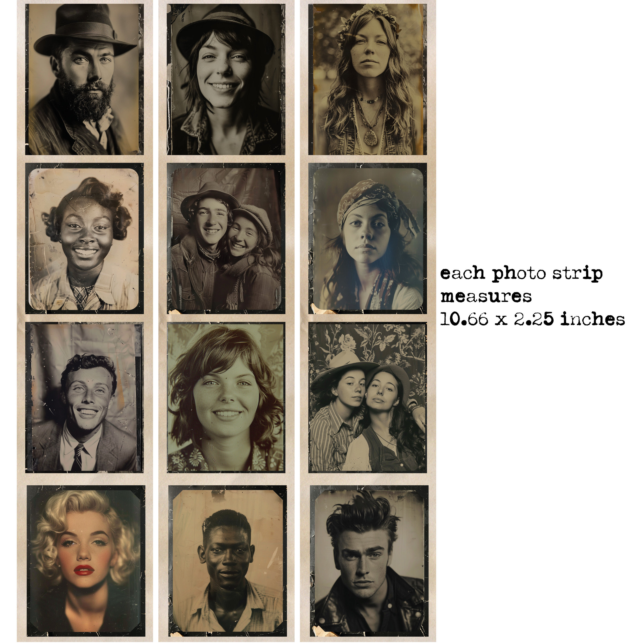 Nostalgic Photo Strips, Digital Vintage Portrait Collection - Etsy