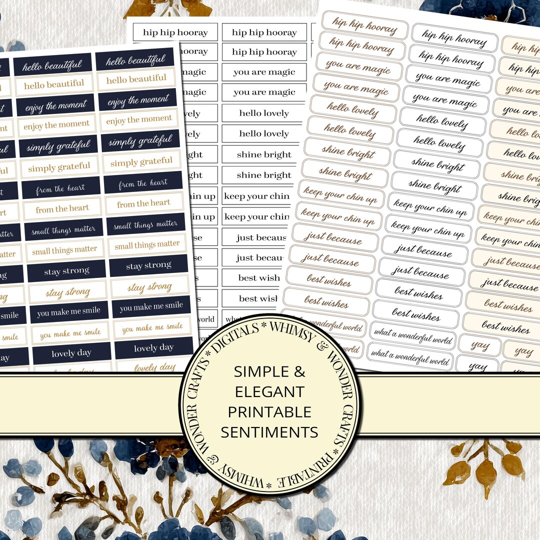 Printable Sentiment Word Labels – Cardmaking and Journaling (PDF and ...