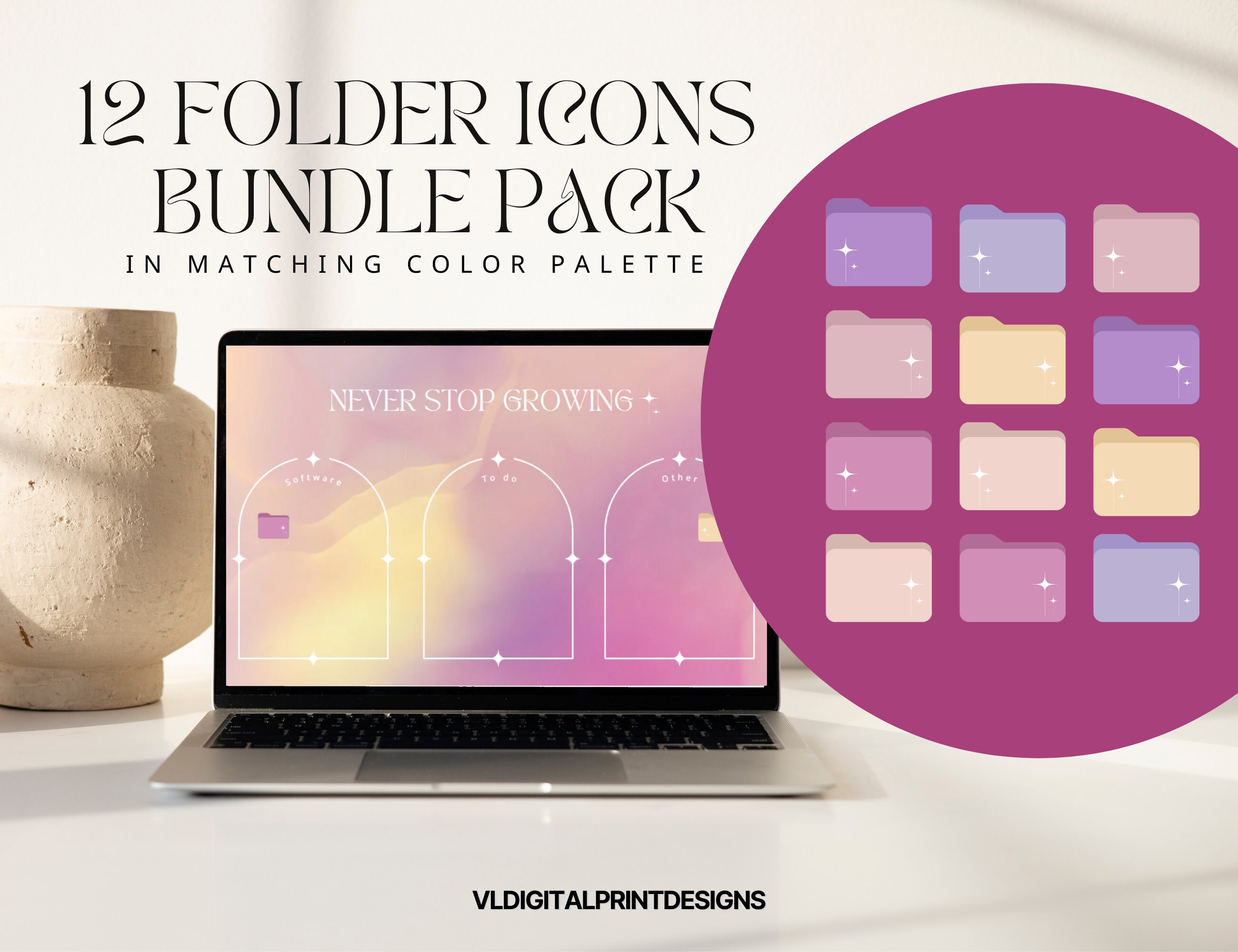 Desktop Wallpaper Organizer Editable With Matching Color Folder Icons ...