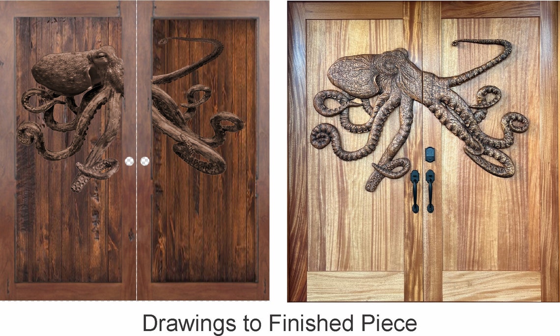Custom Carved Doors for Homes and Businesses. Octopus, Ocean Theme, and ...