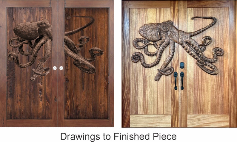 Custom Carved Doors for Homes and Businesses. Octopus, Ocean Theme, and ...