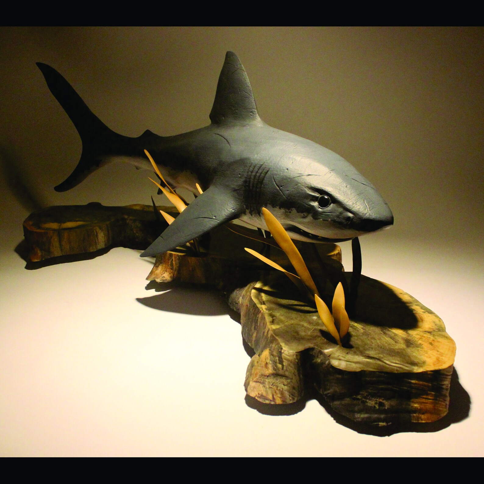 Carved Great White Shark. Shark Carved From Basswood and Displayed on ...