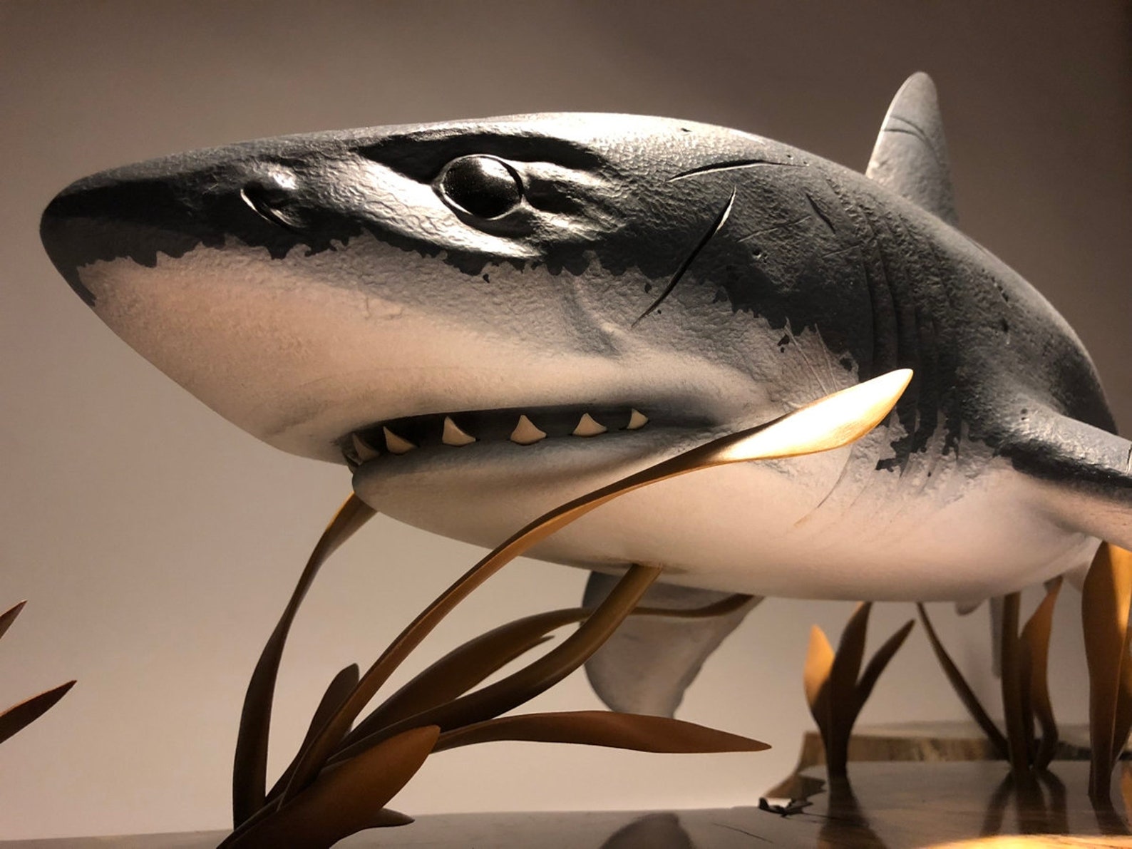 Carved Great White Shark. Shark Carved From Basswood and Displayed on ...