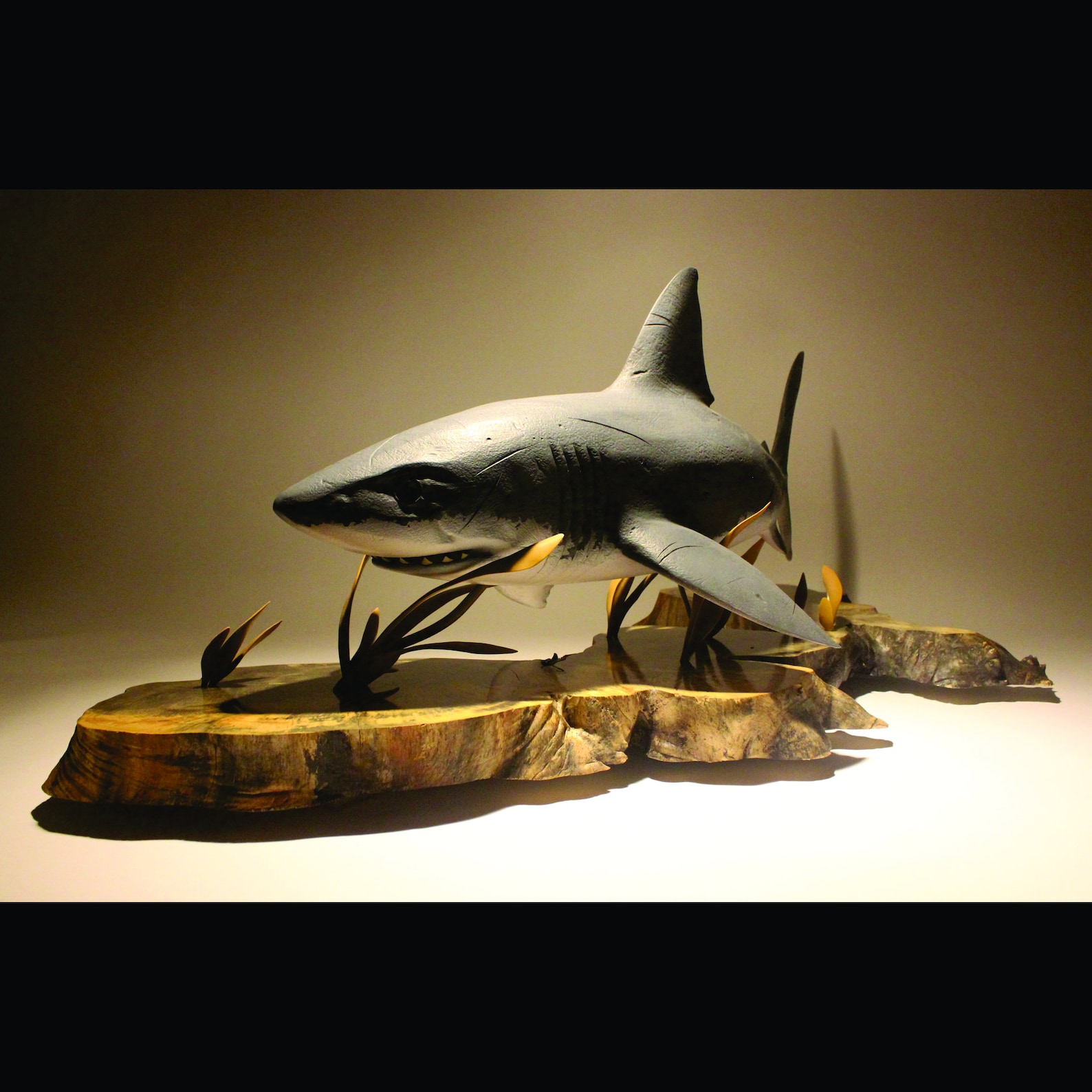 Carved Great White Shark. Shark Carved From Basswood and Displayed on ...
