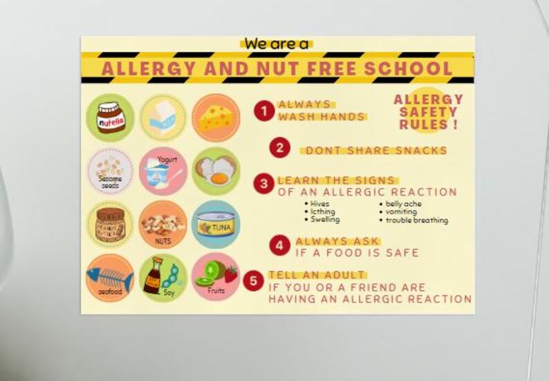 Allergy FREE Poster - Printable School Poster Classroom Allergy ...
