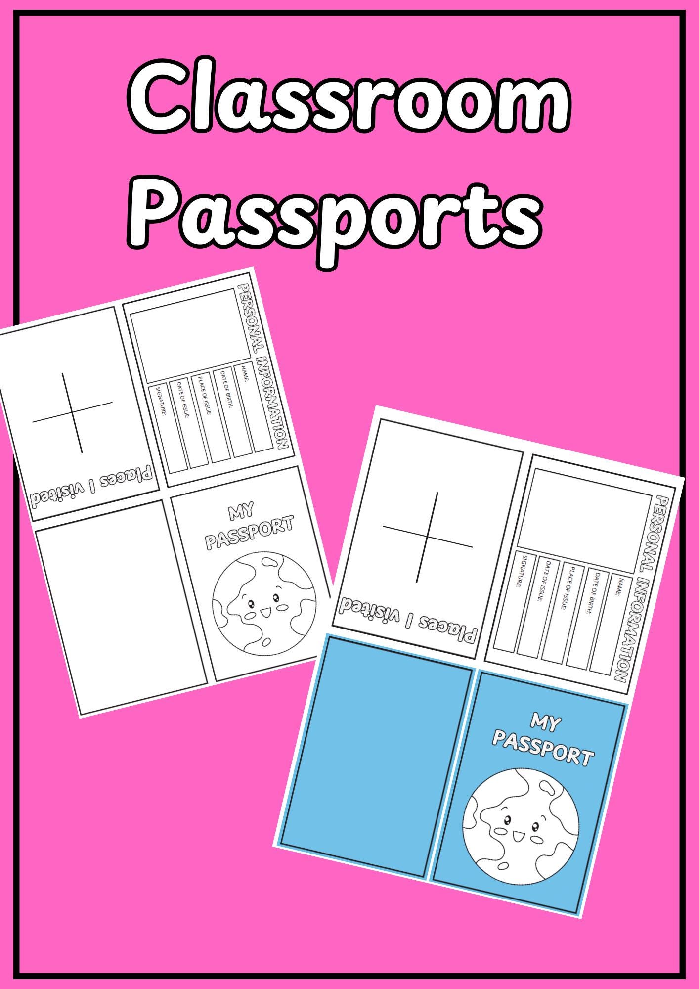 Classroom Passports Downloadable File Print at Home Blank Passport for ...