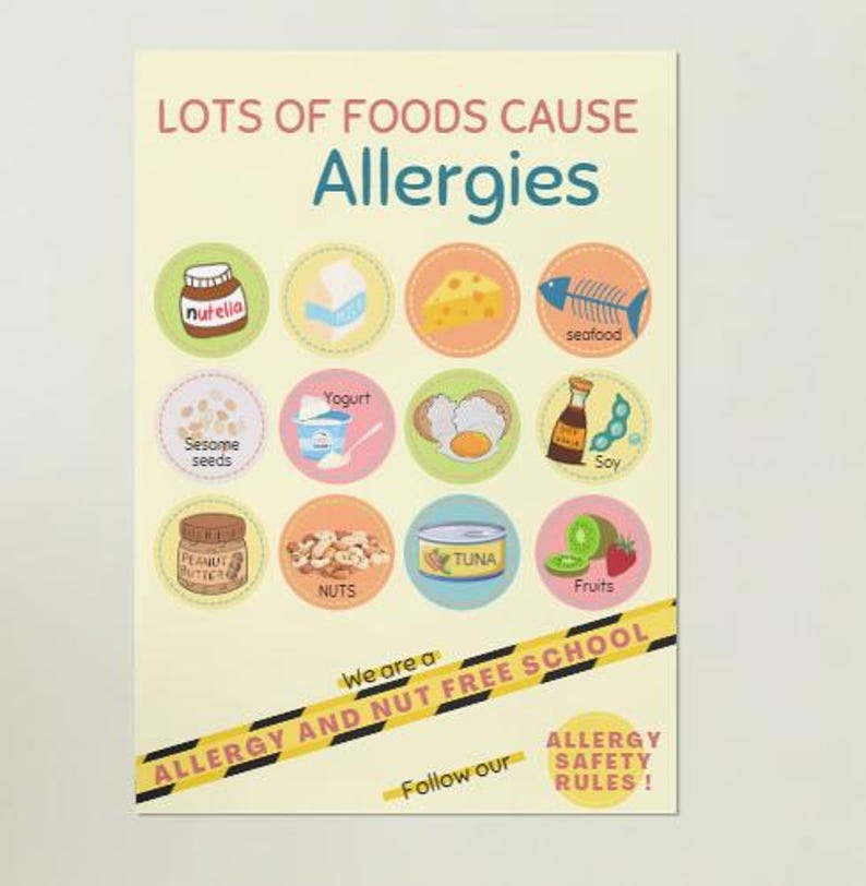 Allergy FREE Poster - Printable School Poster Classroom Allergy ...