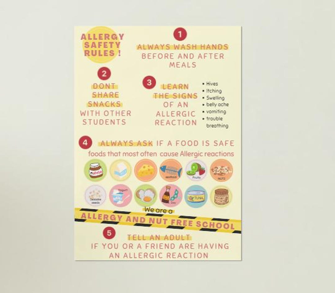 Allergy FREE Poster - Printable School Poster Classroom Allergy ...