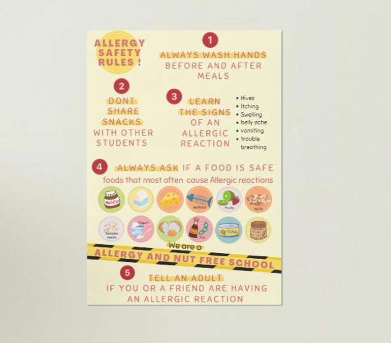 Allergy FREE Poster - Printable School Poster Classroom Allergy ...