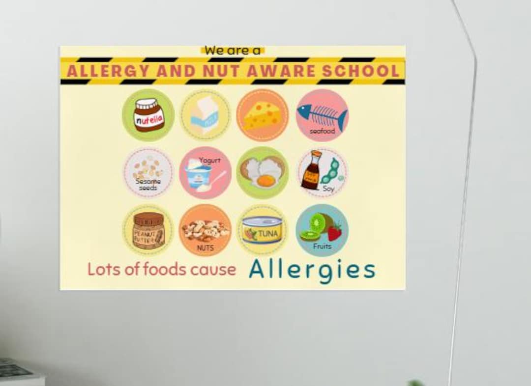 Allergy Aware Poster - Printable School Poster Classroom Allergy Awareness, Health & Safety ...