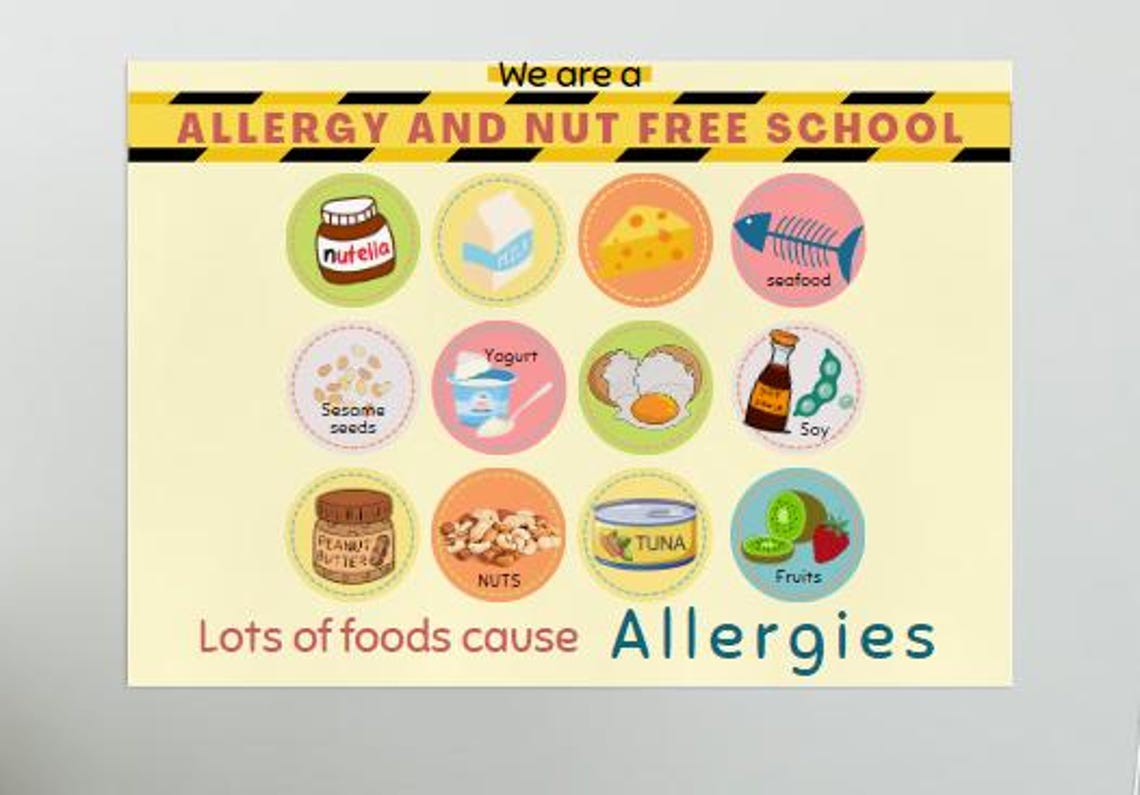 Allergy FREE Poster - Printable School Poster Classroom Allergy ...