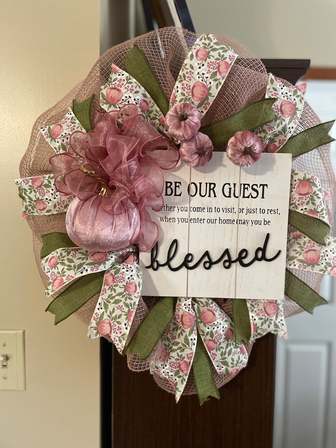 Front Door Wreath With Mauve Colors - Etsy