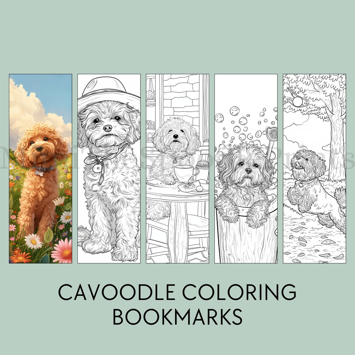 Cavoodle Coloring Bookmarks Printable for Dog Lover, Cavoodle Bookmark ...
