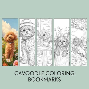 Cavoodle Coloring Bookmarks Printable for Dog Lover, Cavoodle Bookmark ...
