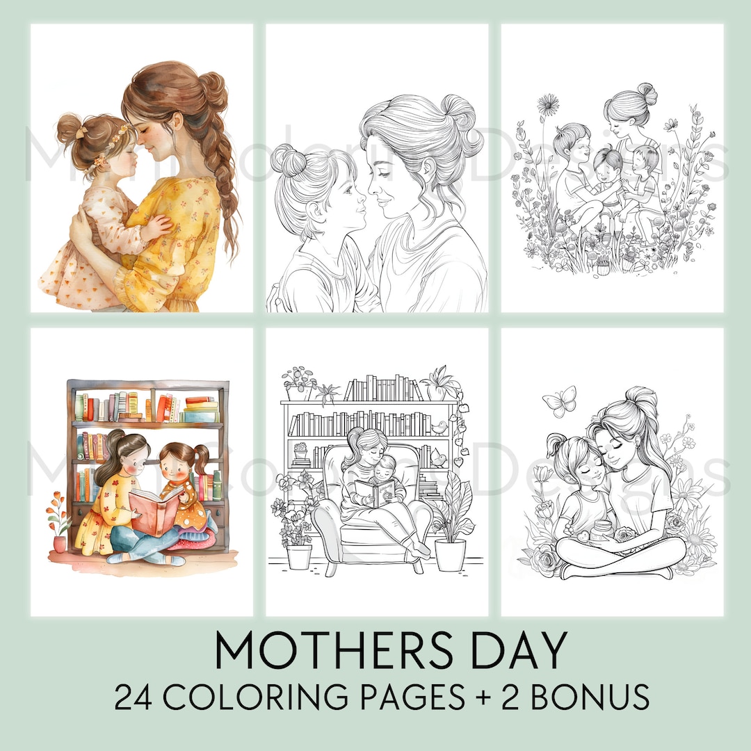 24 Mothers Day Coloring Pages for Adults and Kids, Printable Coloring ...