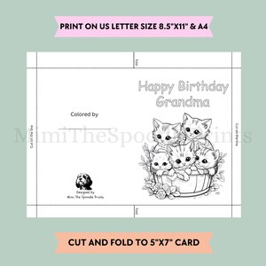 Coloring Birthday Card Printable: Grandma Cat Card (digital Download ...