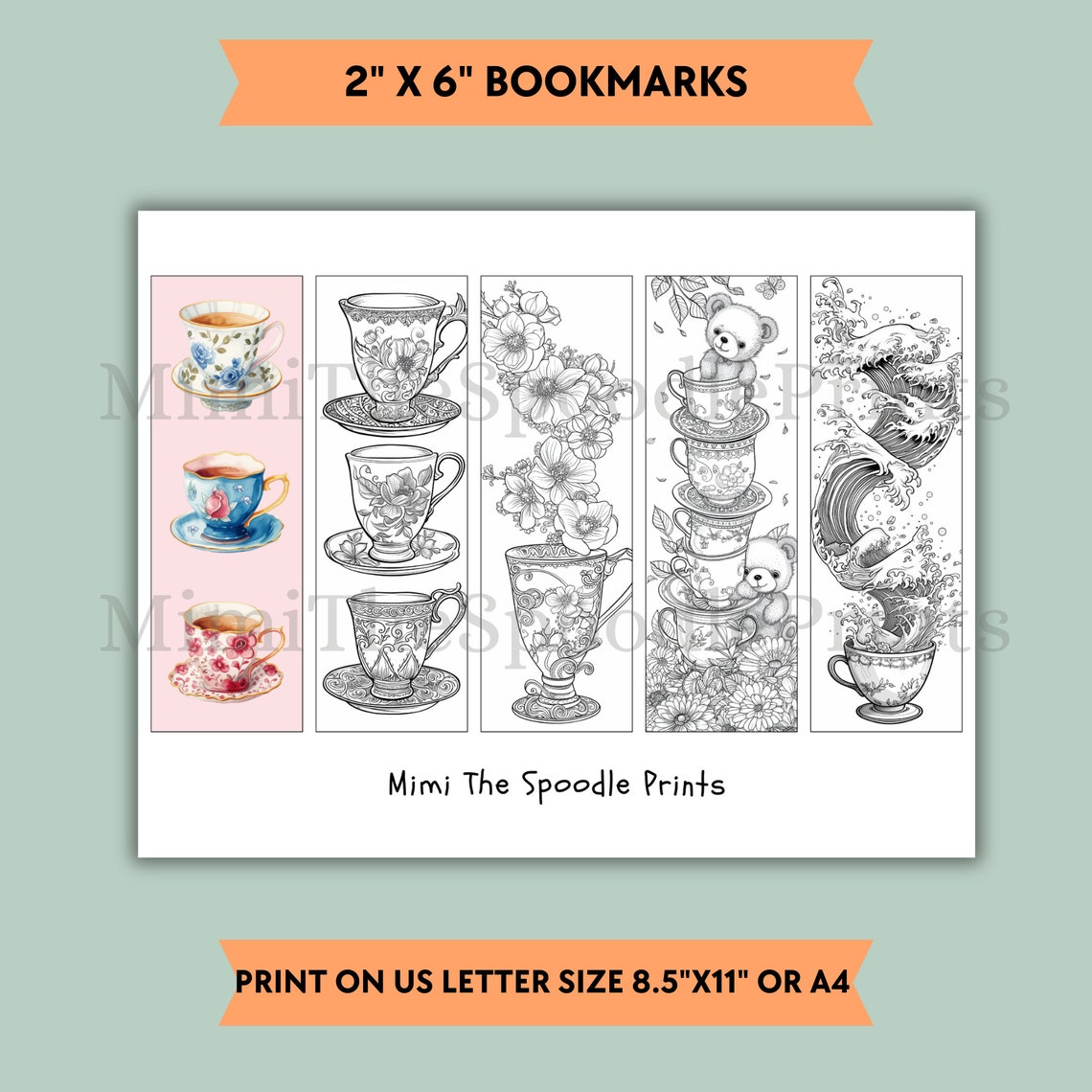 Teacup Coloring Bookmarks: Relaxing Tea Lover Gift (digital Download ...