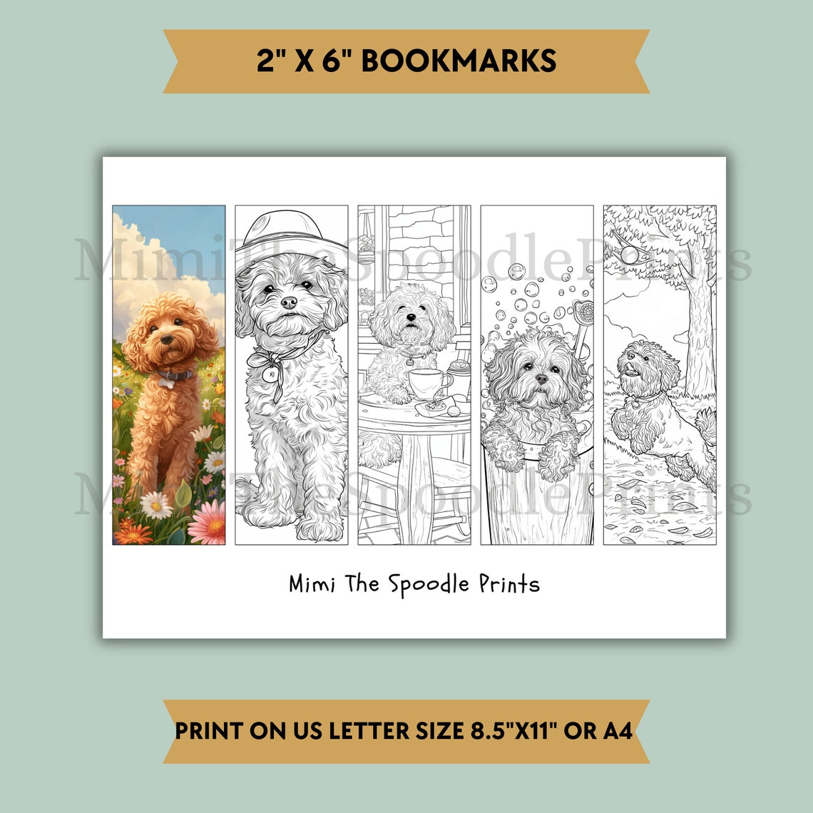 Cavoodle Coloring Bookmarks Printable for Dog Lover, Cavoodle Bookmark ...