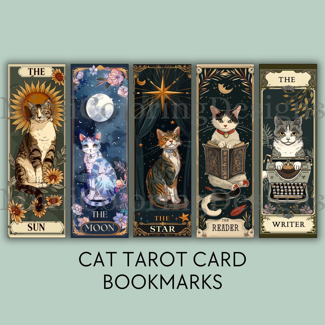 Cat Tarot Card Bookmarks: Mystical Cat Lover Gift (digital Download) - Etsy