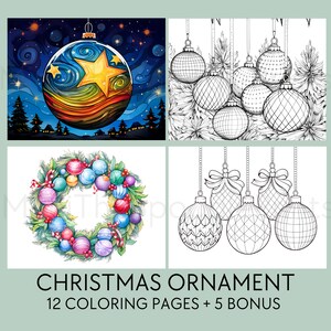 12 Christmas Ornaments Coloring Pages for Kids, Printable Coloring Book ...