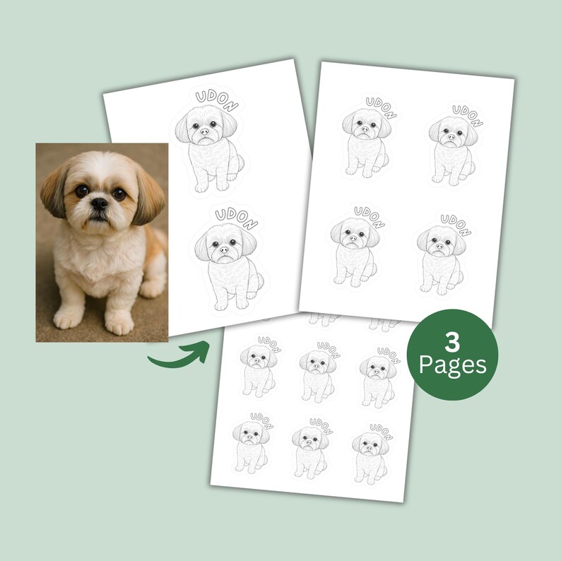 Custom Dog Coloring Sticker Sheet, Personalized Pet Stickers (digital ...