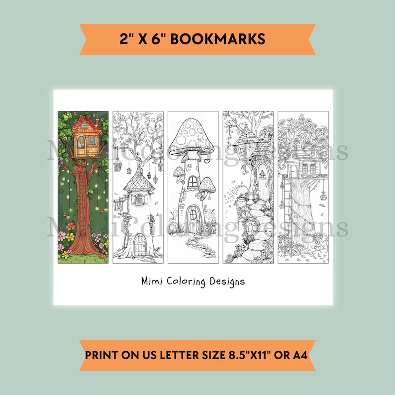 Kawaii Fairy House Coloring Bookmarks: Printable Fairyland Gift ...