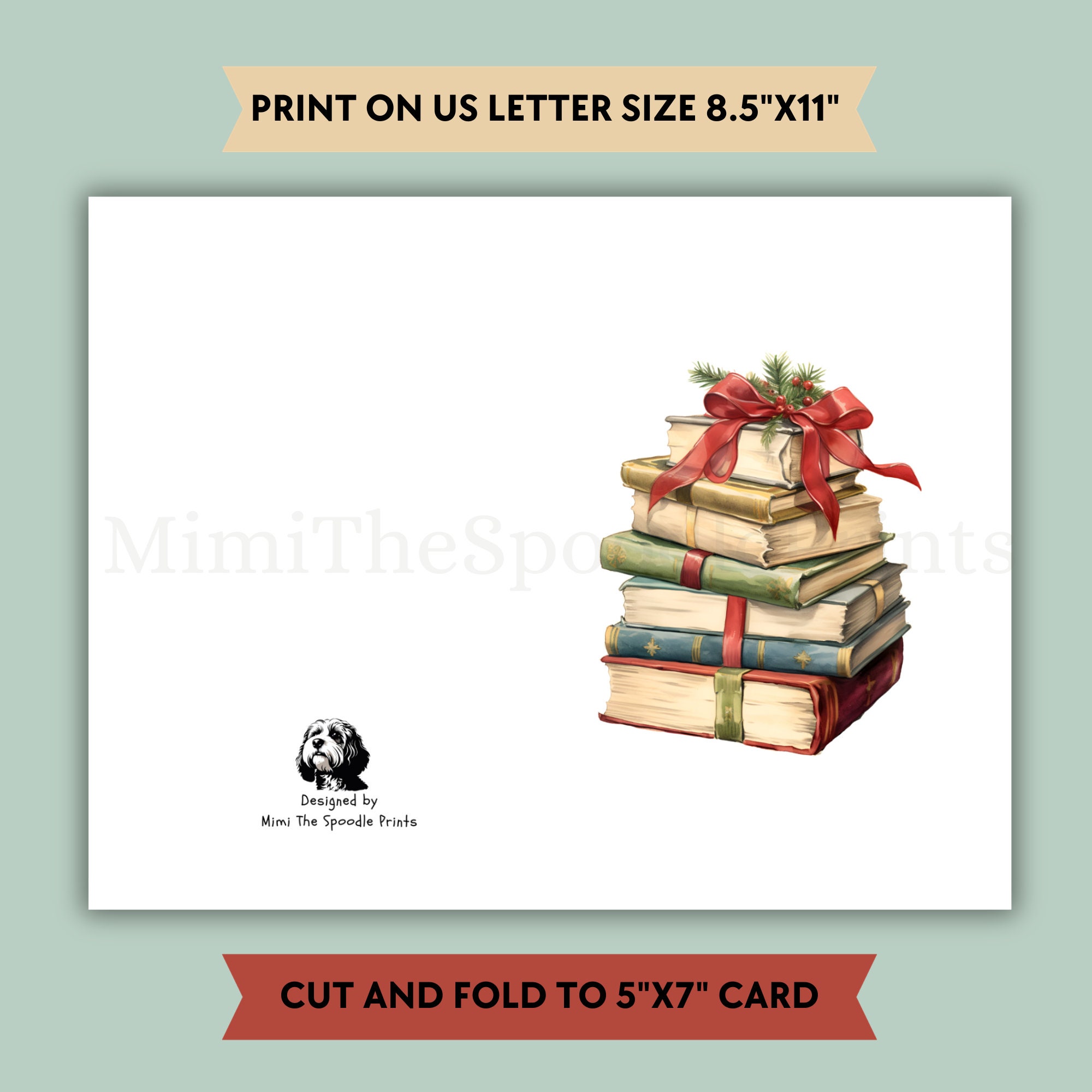 Literary Delight Christmas Card for Book Lovers, Merry Bookmas Card ...