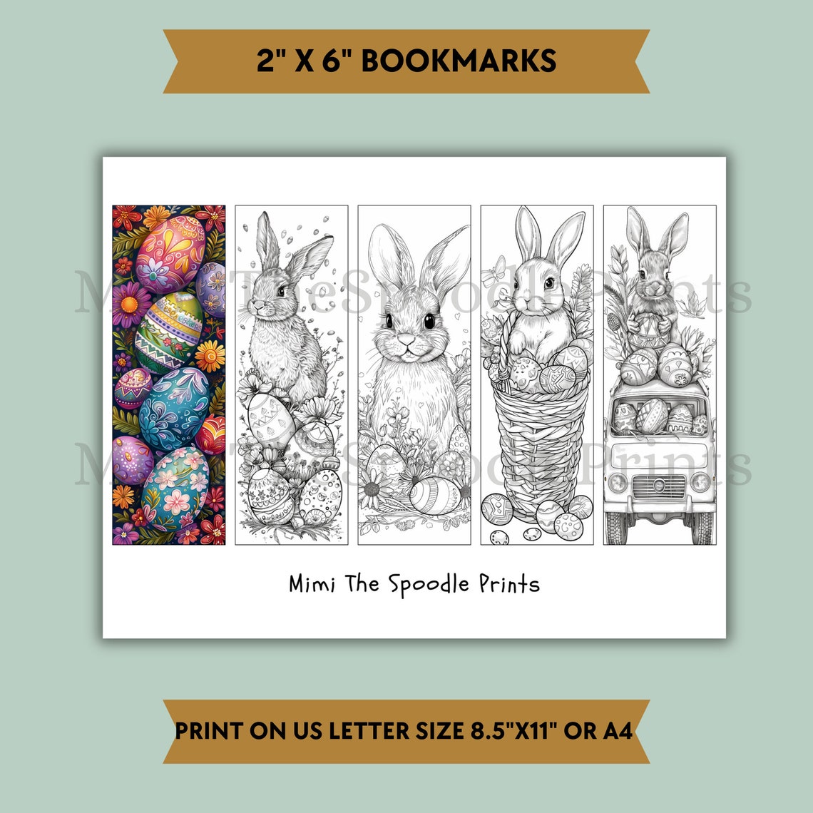 Easter Bunny Coloring Bookmarks for Kids (digital Download) - Etsy
