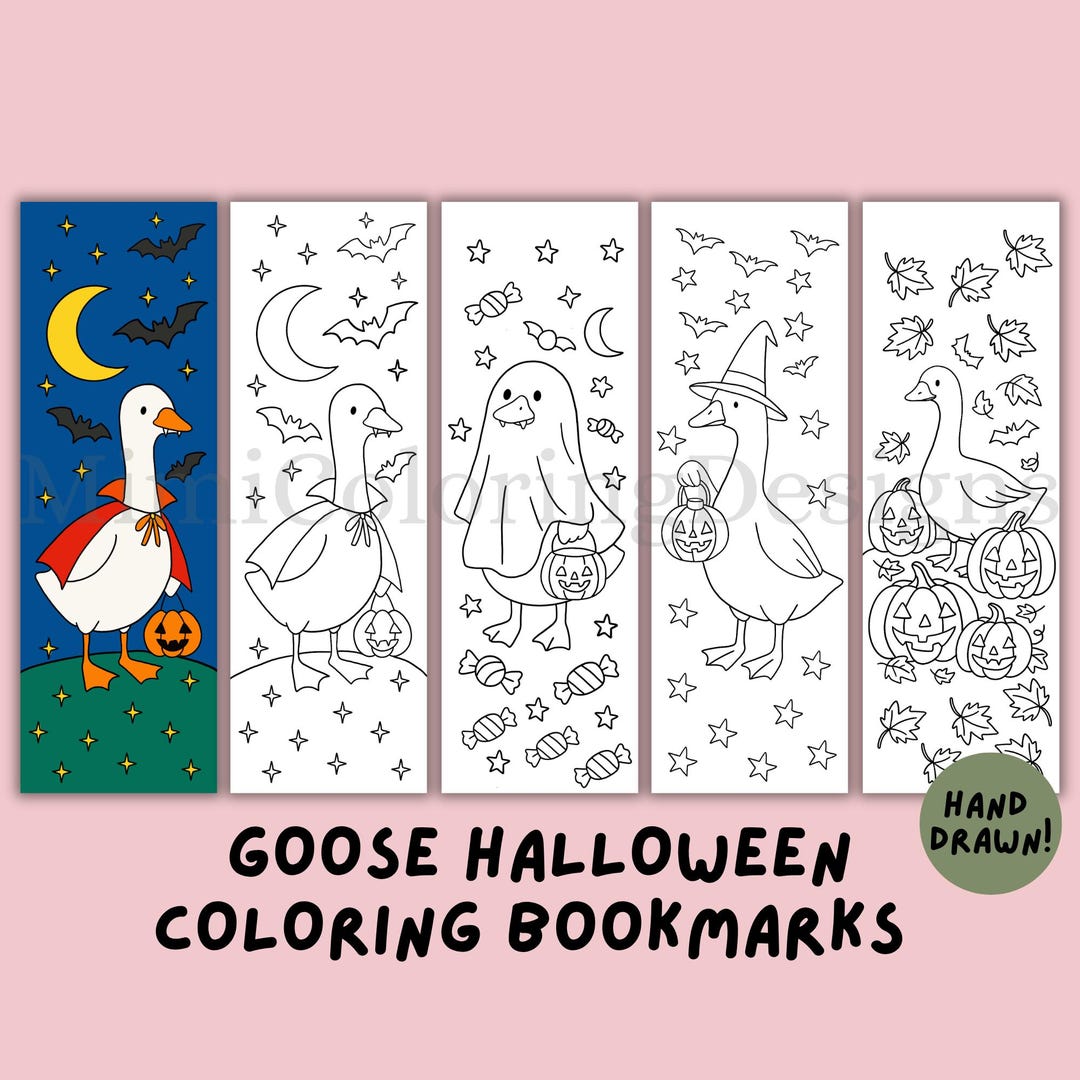 Silly Goose Halloween Coloring Bookmarks Printable: Spooky Fall ...