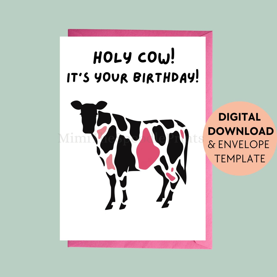 Cow Print Birthday Card Printable for Cow Lovers and - Etsy