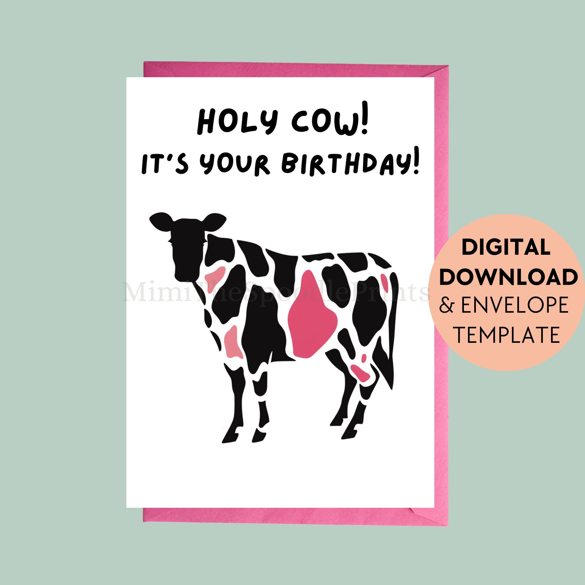 Cow Print Birthday Card Printable for Cow Lovers and - Etsy