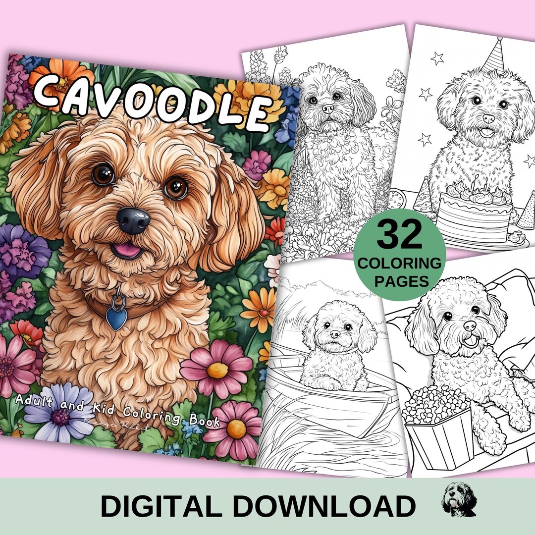 32 Cavoodle Coloring Pages for Adults and Kids, Printable Coloring Book ...