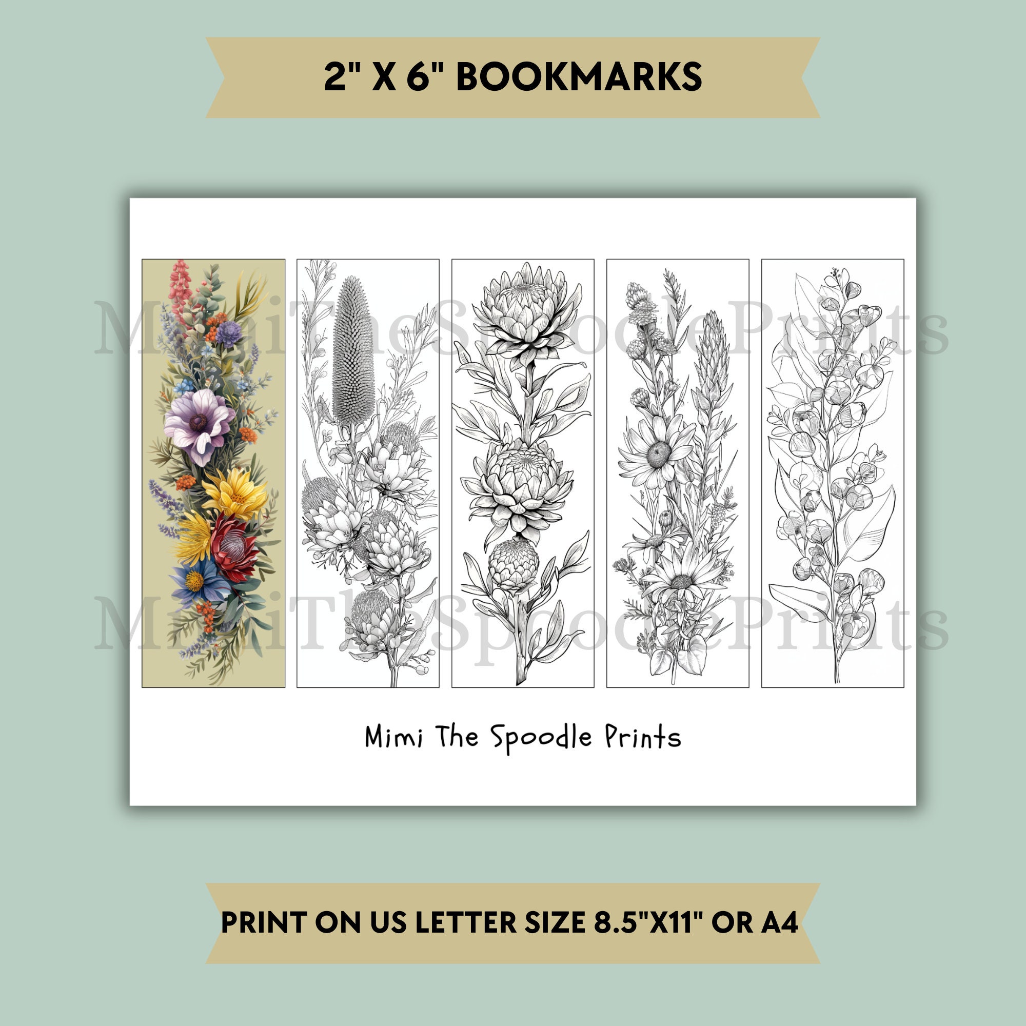 Australian Flower Coloring Bookmarks Printable for Flower Lover, Flower ...