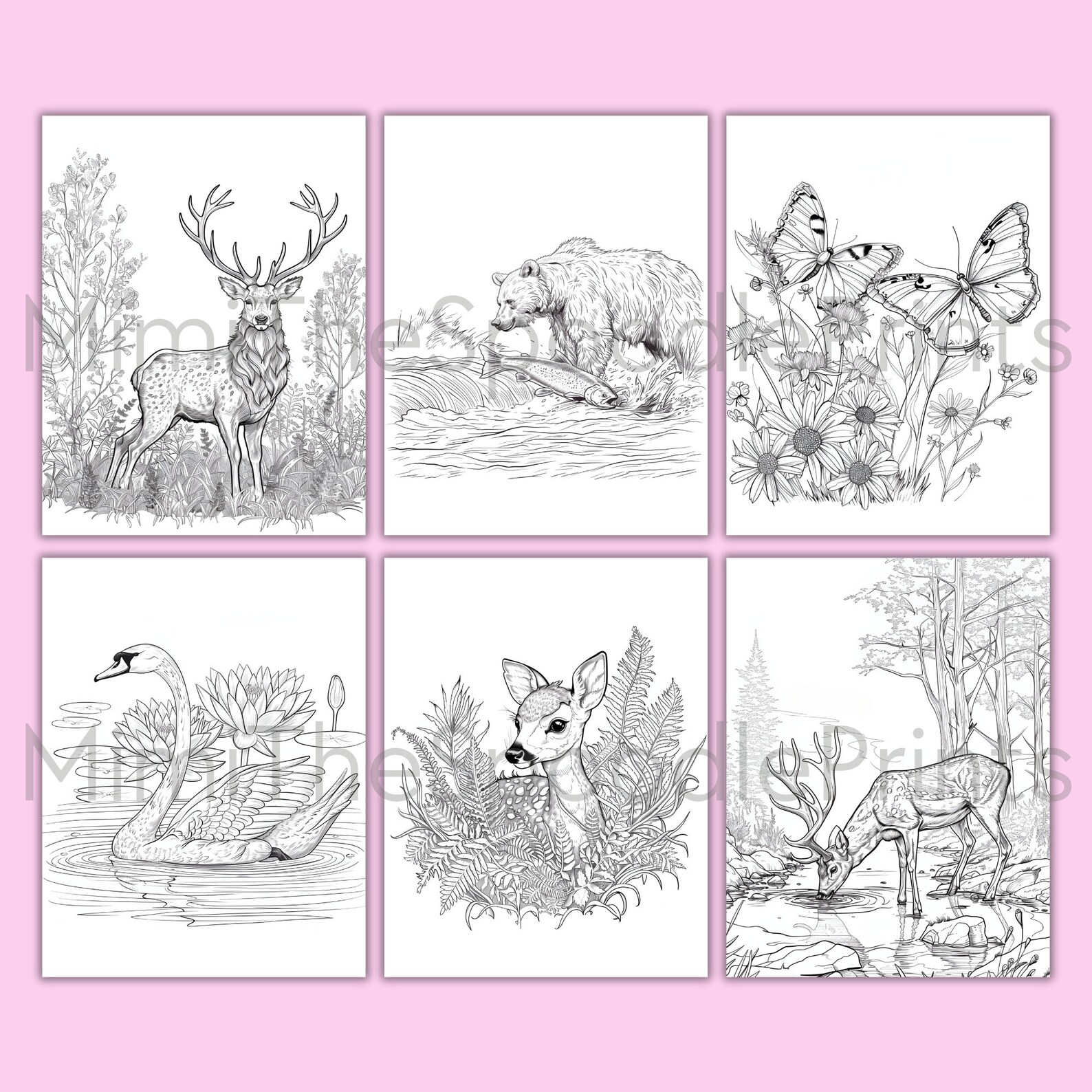 24 Forest Friends Coloring Pages, for Kids and Adults, Printable ...