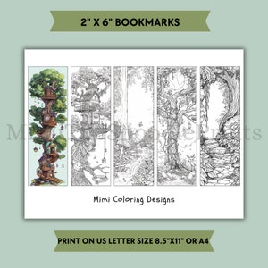 Enchanted Forest Coloring Bookmarks: Printable Book Lover Gift (digital ...