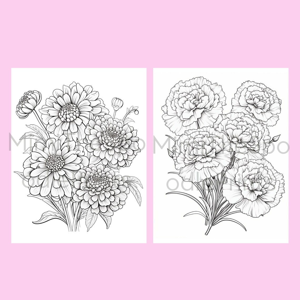 24 Botanical Flowers Coloring Pages, for Adults, Printable Coloring ...