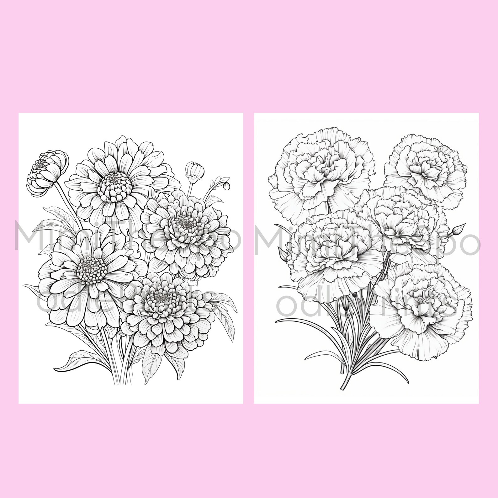 24 Botanical Flowers Coloring Pages, for Adults, Printable Coloring ...