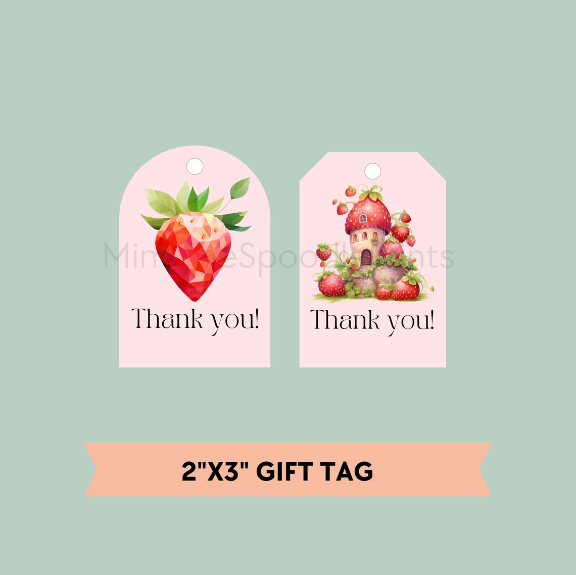 Printable Strawberry Thank You Tag Template, for Adults and Kids ...