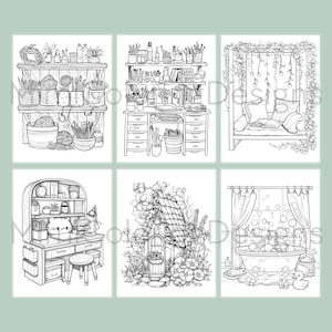 24 Kawaii Cozy Corners Coloring Pages for Adults, Printable Coloring ...