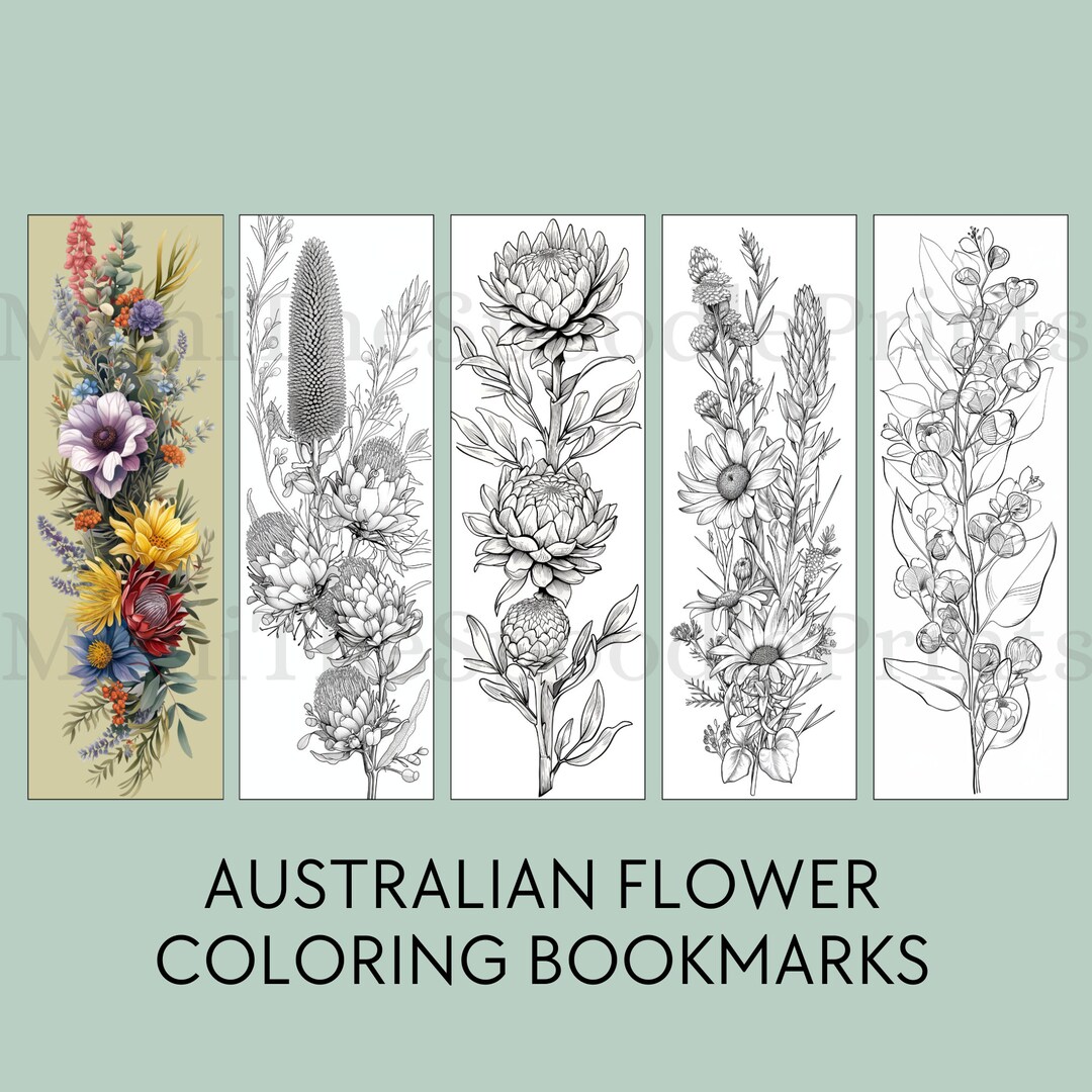 Australian Flower Coloring Bookmarks: Printable Floral Designs (digital ...